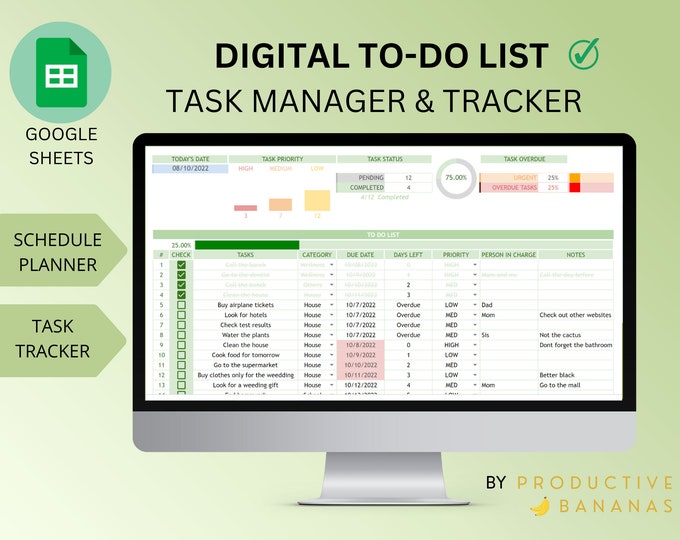 ASSIGNMENT TRACKER | Google Sheets & Excel Template | Homework Planner ...