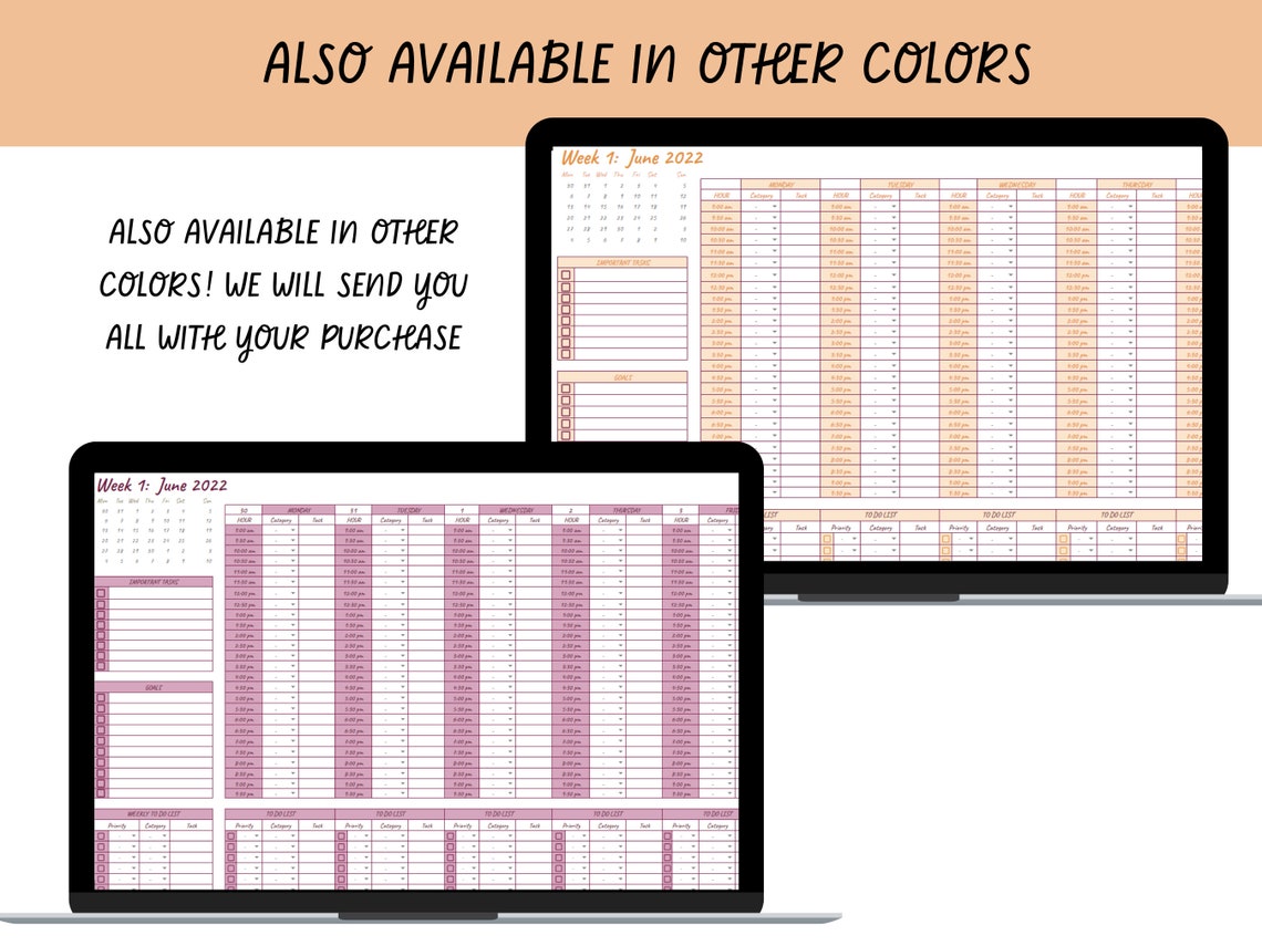 Undated WEEKLY PLANNER EDITABLE | Digital Monthly and Daily Calendar ...