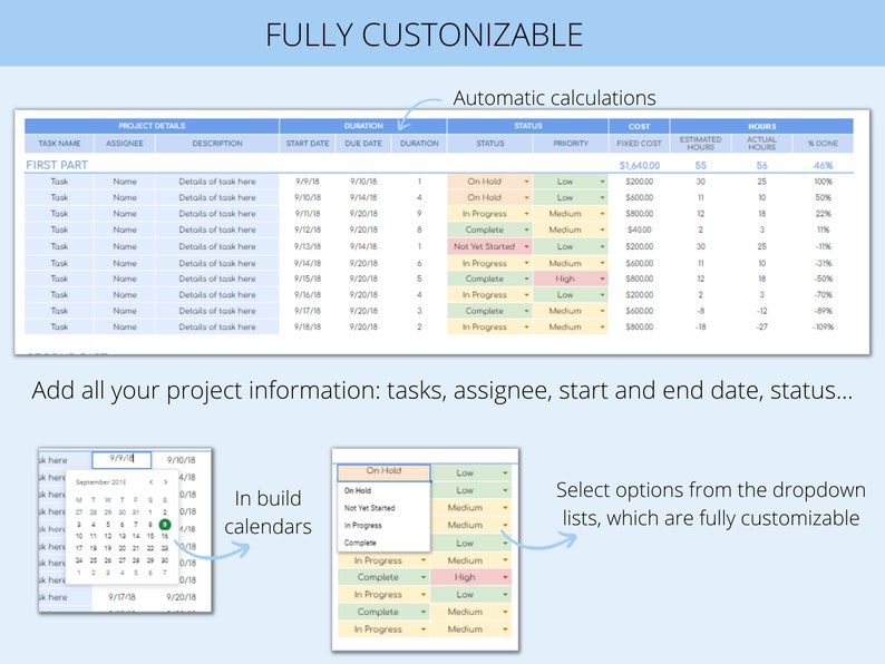 PROJECT MANAGEMENT Business Planner Digital Google Sheets - Etsy