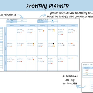 Undated WEEKLY PLANNER EDITABLE | Digital Monthly and Daily Calendar ...
