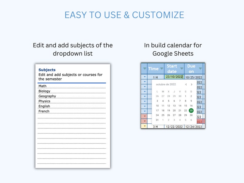 ASSIGNMENT TRACKER Google Sheets Template Homework Planner College and ...