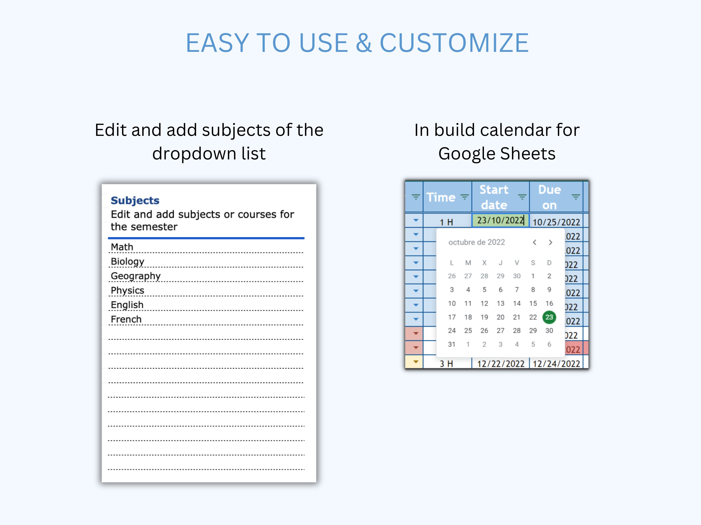 ASSIGNMENT TRACKER Google Sheets Template Homework Planner College and ...