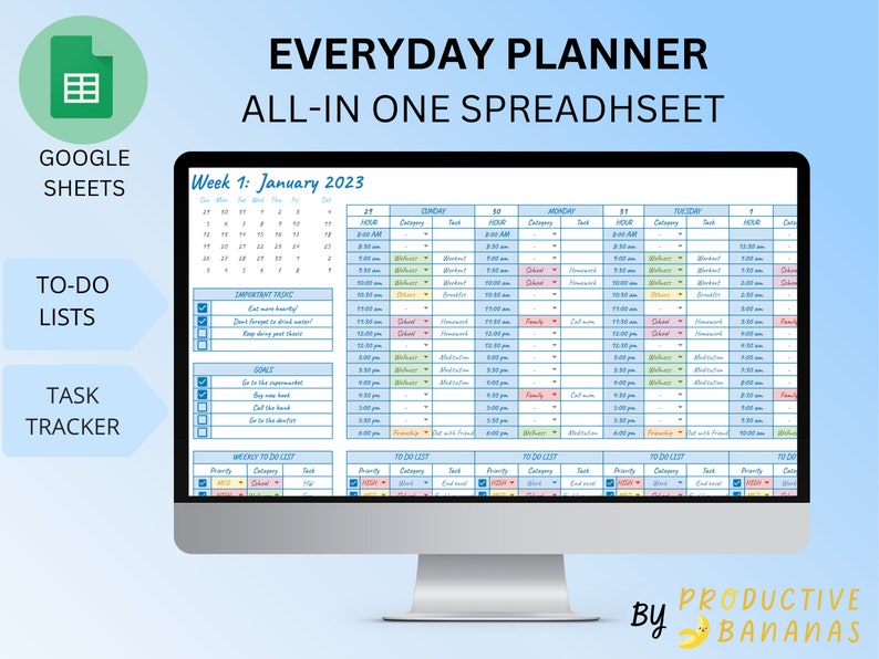 Undated WEEKLY PLANNER EDITABLE Digital Monthly and Daily - Etsy