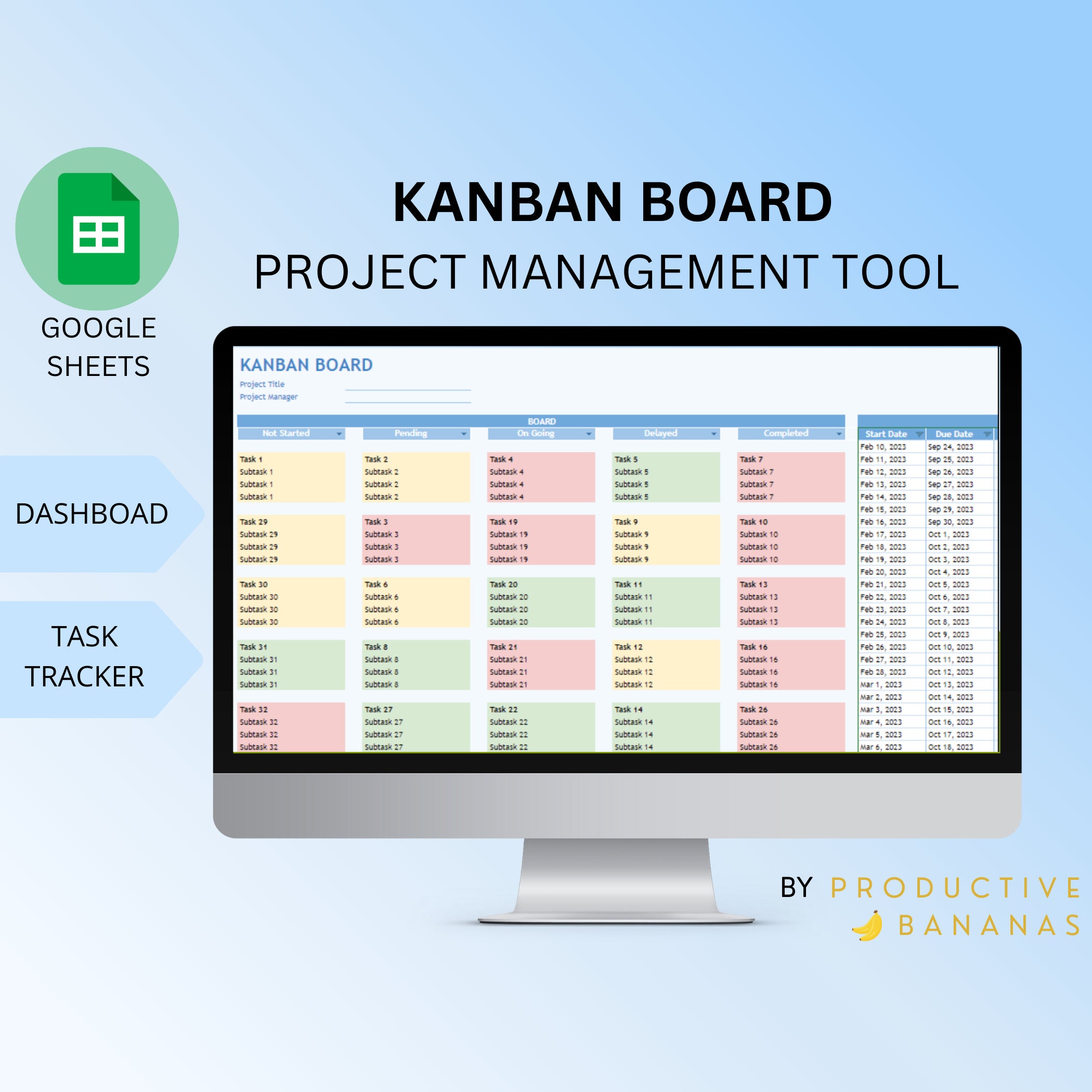 KANBAN BOARD | Project Management, Agile |business Planner | Digital ...