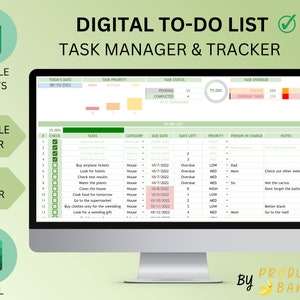 Digital TO DO LIST Task Manager & Tracker Google Sheets - Etsy