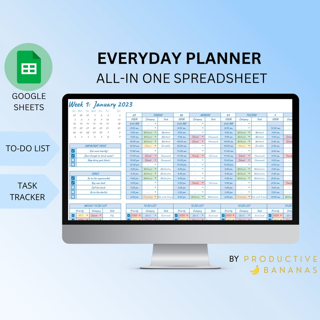 Undated WEEKLY PLANNER EDITABLE | Digital Monthly and Daily Calendar ...