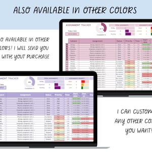 ASSIGNMENT TRACKER Google Sheets Template Homework Planner - Etsy