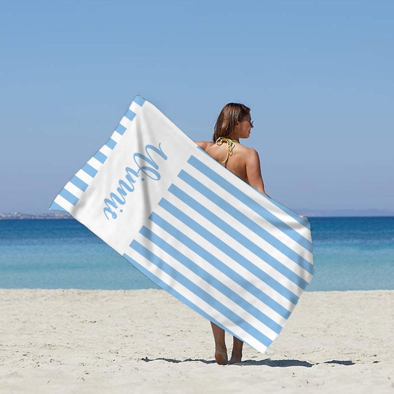 Personalized Stripe Beach Towel Custom Beach Towels With Etsy