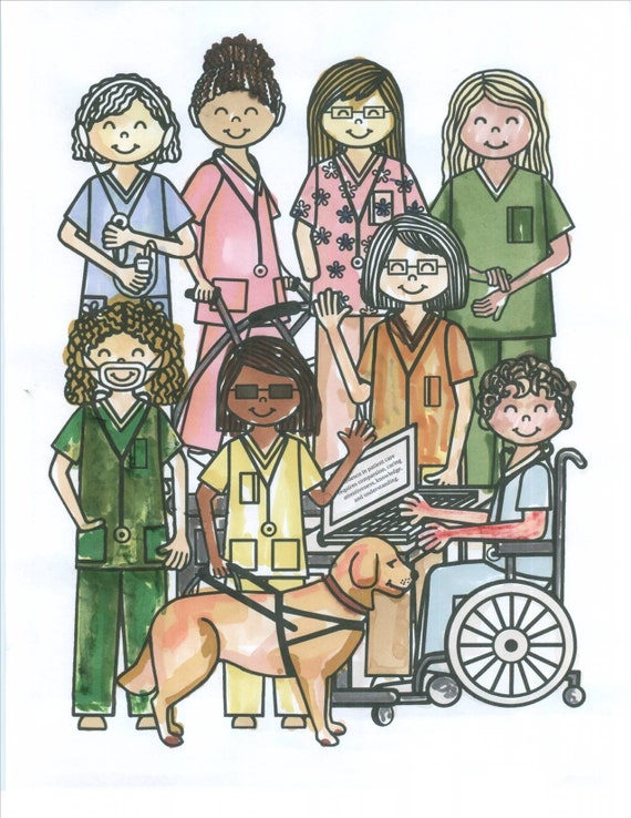 Colored Artwork of Nurses With Disabilities - Etsy