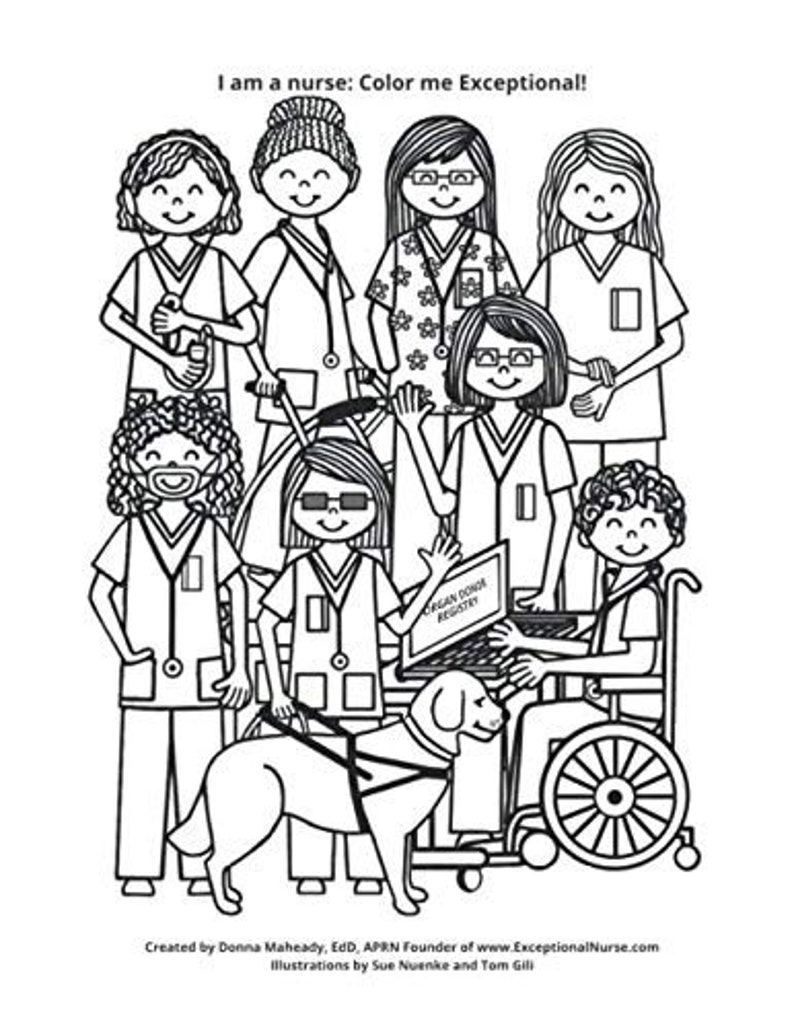 Nurse Coloring Book, Disability, Diversity, Inclusion, Disabled Nurse ...