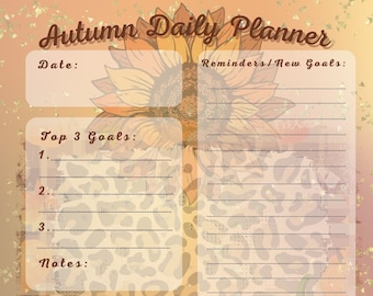 Fall Daily Planner, Autumn Sunflower Daily Planner, Digital Download ...