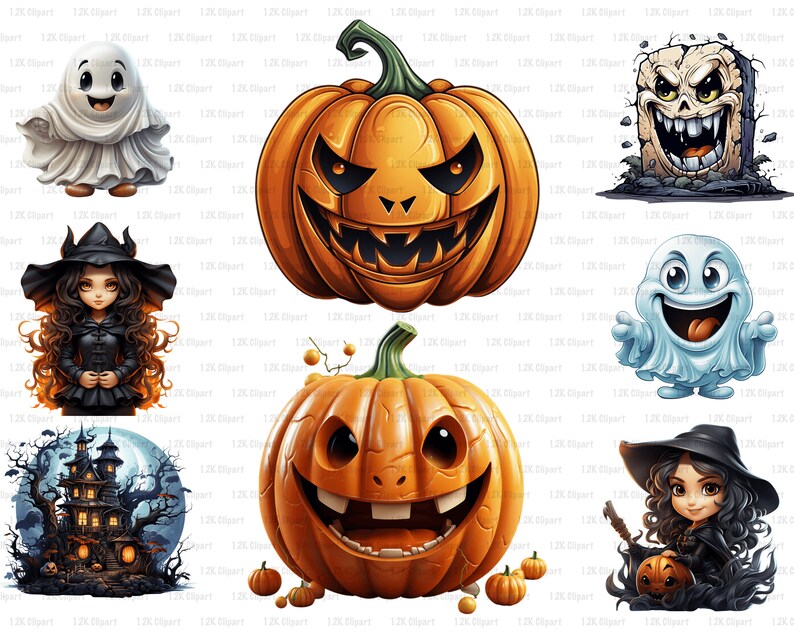 Cartoon Clipart Halloween Bundle Ultra-high Resolution PNG - Etsy