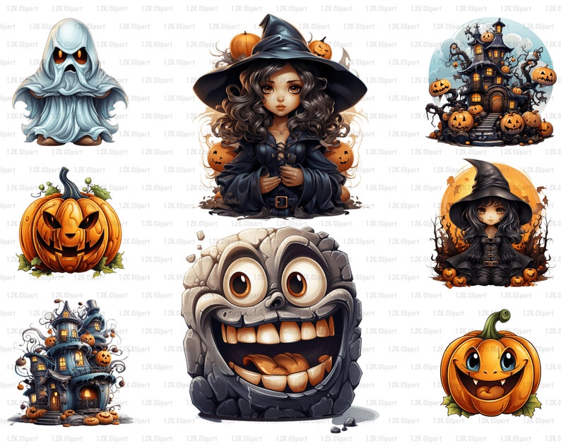 Cartoon Clipart Halloween Bundle Ultra-high Resolution PNG - Etsy