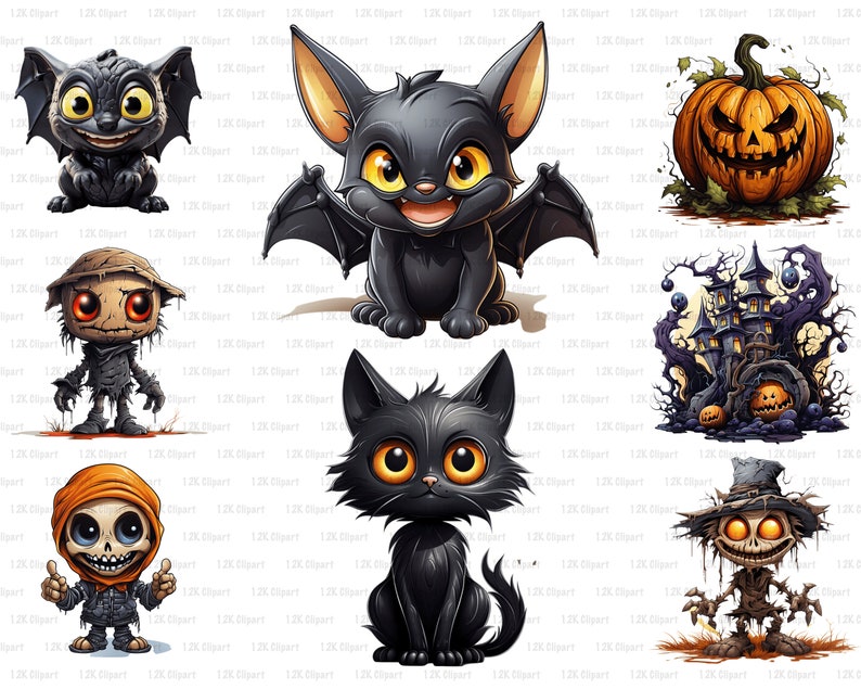 Cartoon Clipart Halloween Bundle Ultra-high Resolution PNG - Etsy