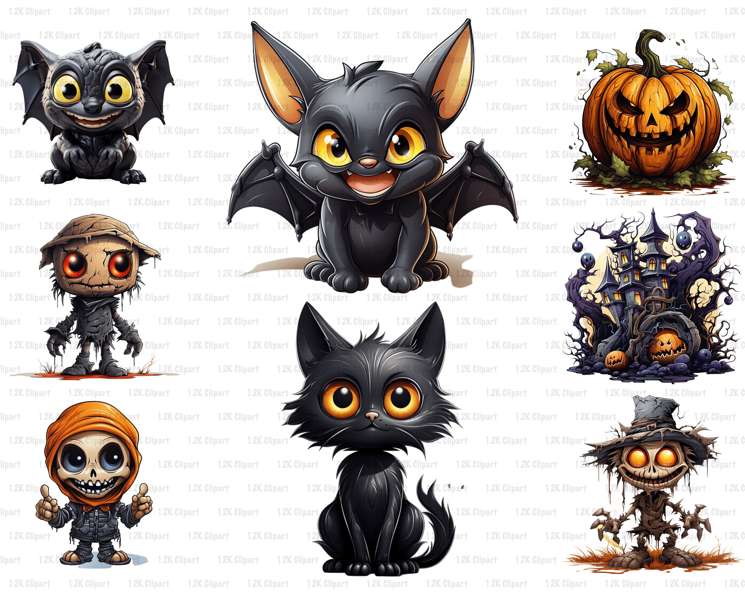 Cartoon Clipart Halloween Bundle Ultra-high Resolution PNG - Etsy