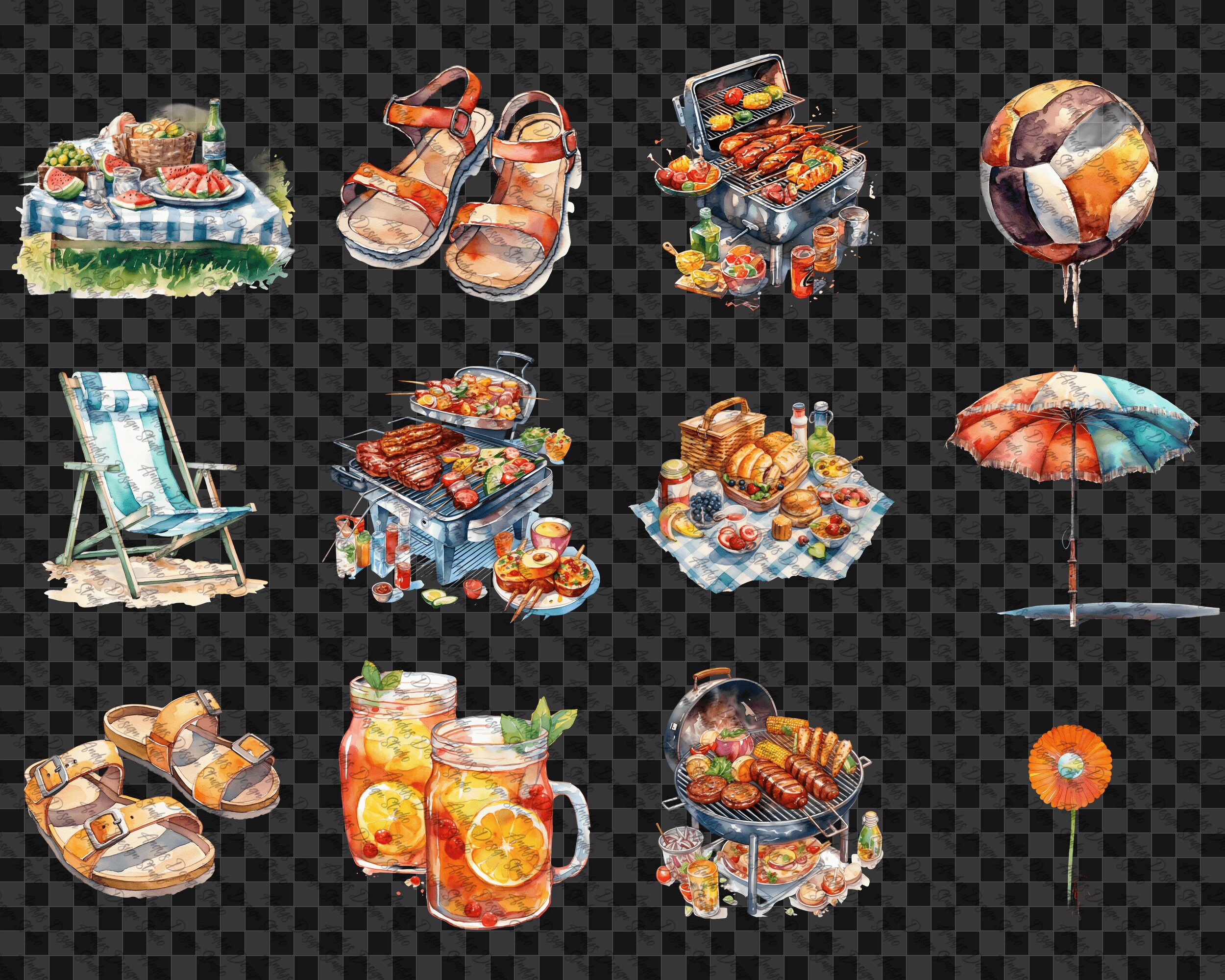 Free Bundle With Purchase Watercolor Clipart Summer Bundle Ultra-high ...