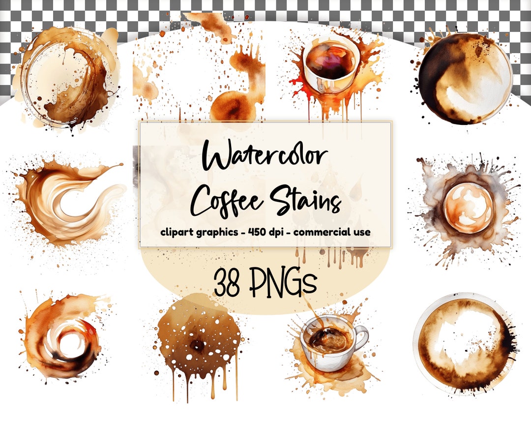 Watercolor Clipart Coffee Stains Bundle High Resolution PNG - Etsy