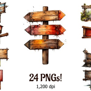 Watercolor Clipart Sign Posts Bundle Ultra-high Resolution PNG - Etsy