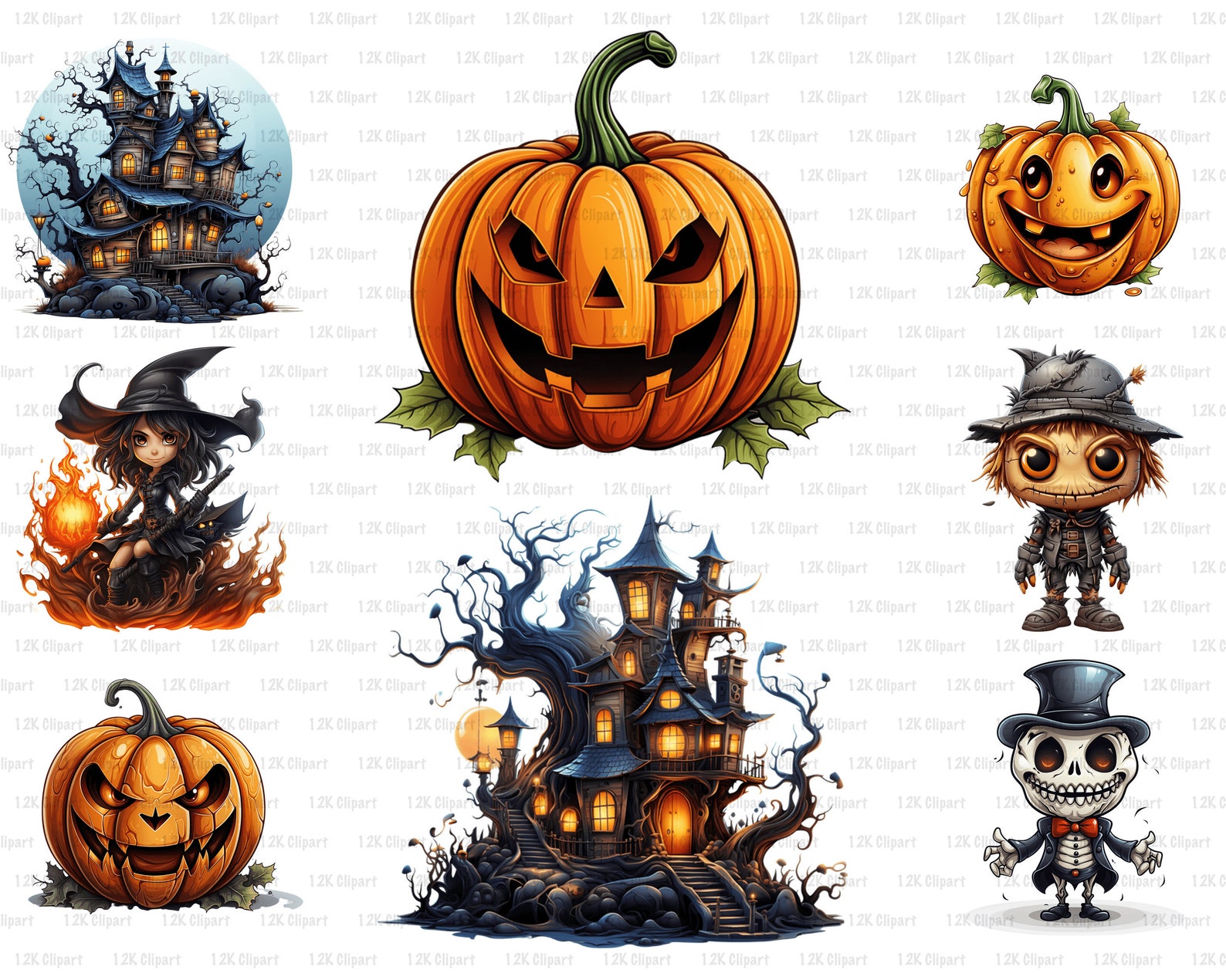 Cartoon Clipart Halloween Bundle Ultra-high Resolution PNG - Etsy