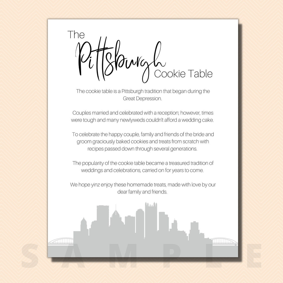 Pittsburgh Cookie Table Sign Poster PRINTABLE Digital Download - PGH ...