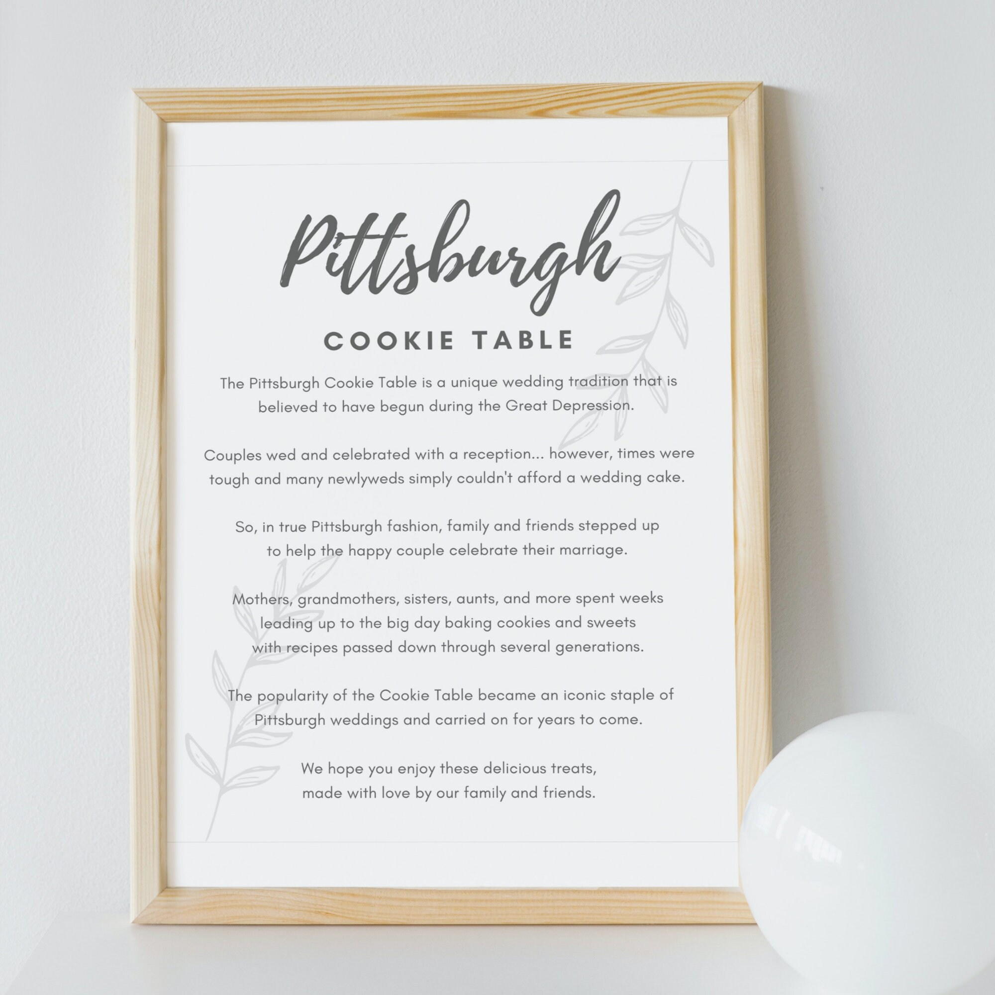 Pittsburgh Cookie Table Sign Printable PDF Digital Download - Leaves ...