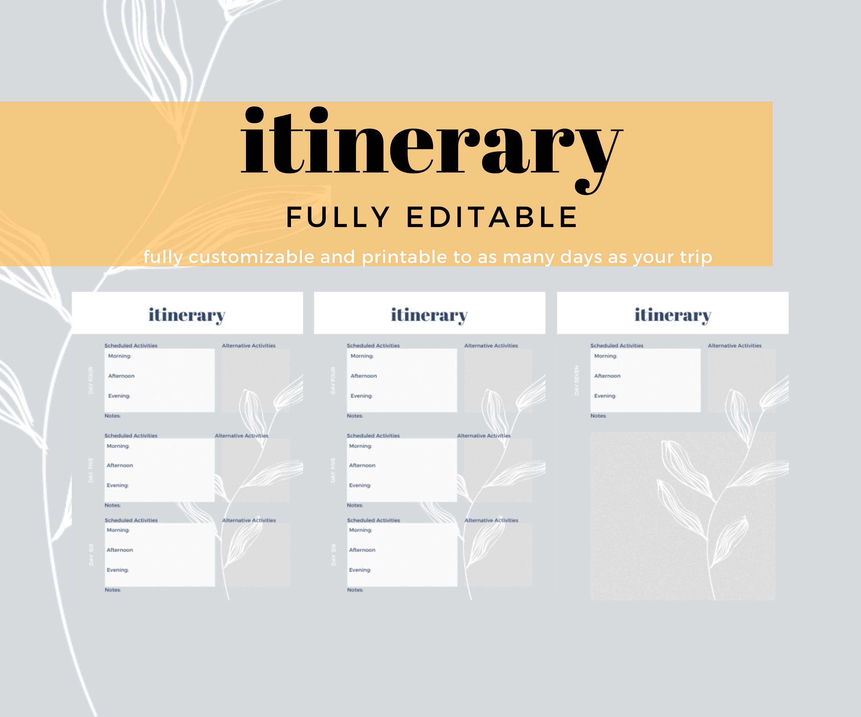 50 Printable Editable Travel Planner Travel Template Travel Itinerary ...