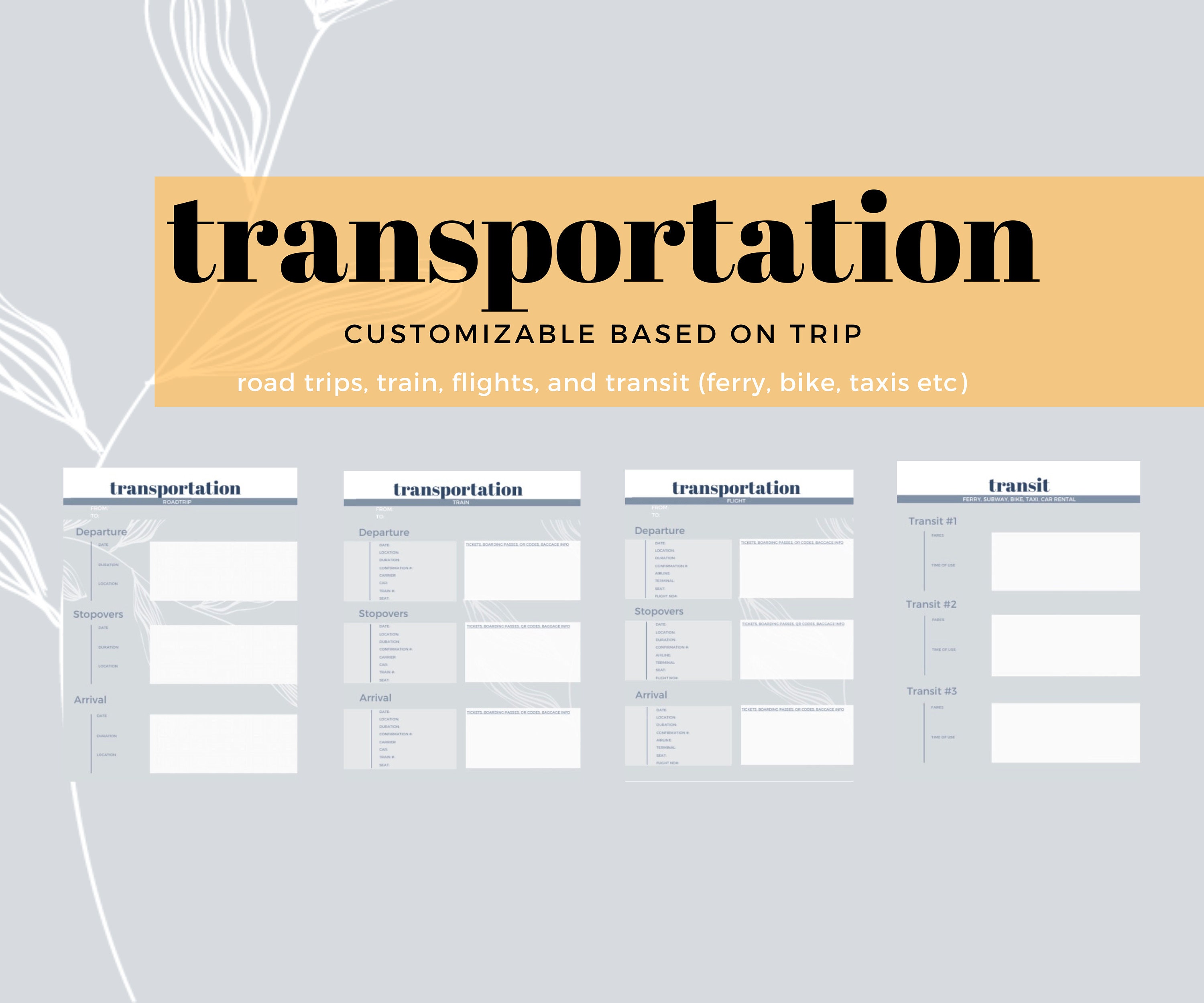 50 Printable Editable Travel Planner Travel Template Travel Itinerary ...