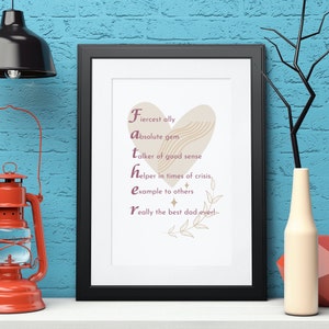 Father Acrostic Poem, Digital Download Wall Art, Minimalist Boho Print ...