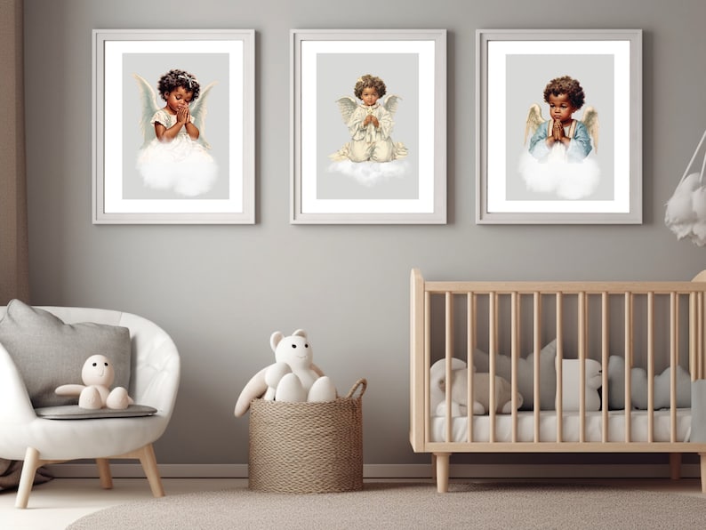 Cherubs on Clouds, Nursery Wall Art, Set of 3, Digital Downloada, Child ...