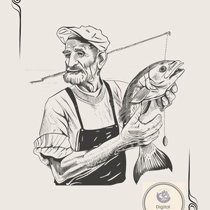 Fisherman Wall Art, Set of 3, Digital Download, Vintage Fishing Print ...