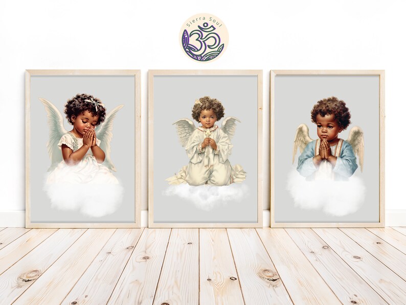 Cherubs on Clouds, Nursery Wall Art, Set of 3, Digital Downloada, Child ...