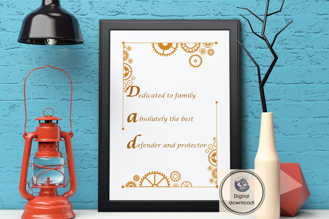 Dad Acrostic Poem, Digital Download Print. Minimalist Wall Art, Gift ...