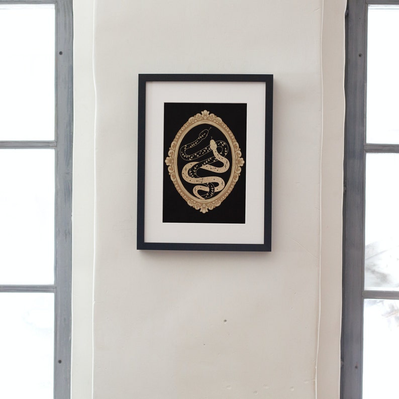 Golden Snakes Intertwined in Oval Antique Frame Digital - Etsy