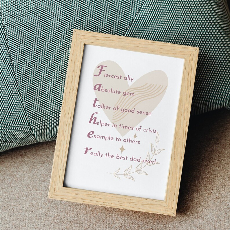 Father Acrostic Poem, Digital Download Wall Art, Minimalist Boho Print ...