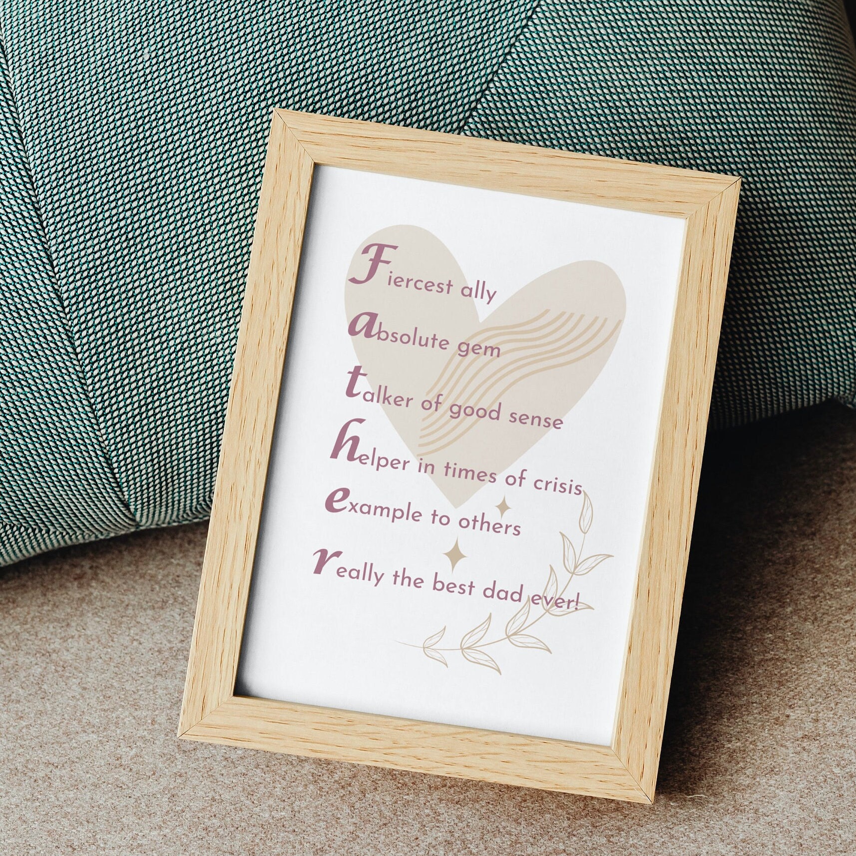 Father Acrostic Poem, Digital Download Wall Art, Minimalist Boho Print ...
