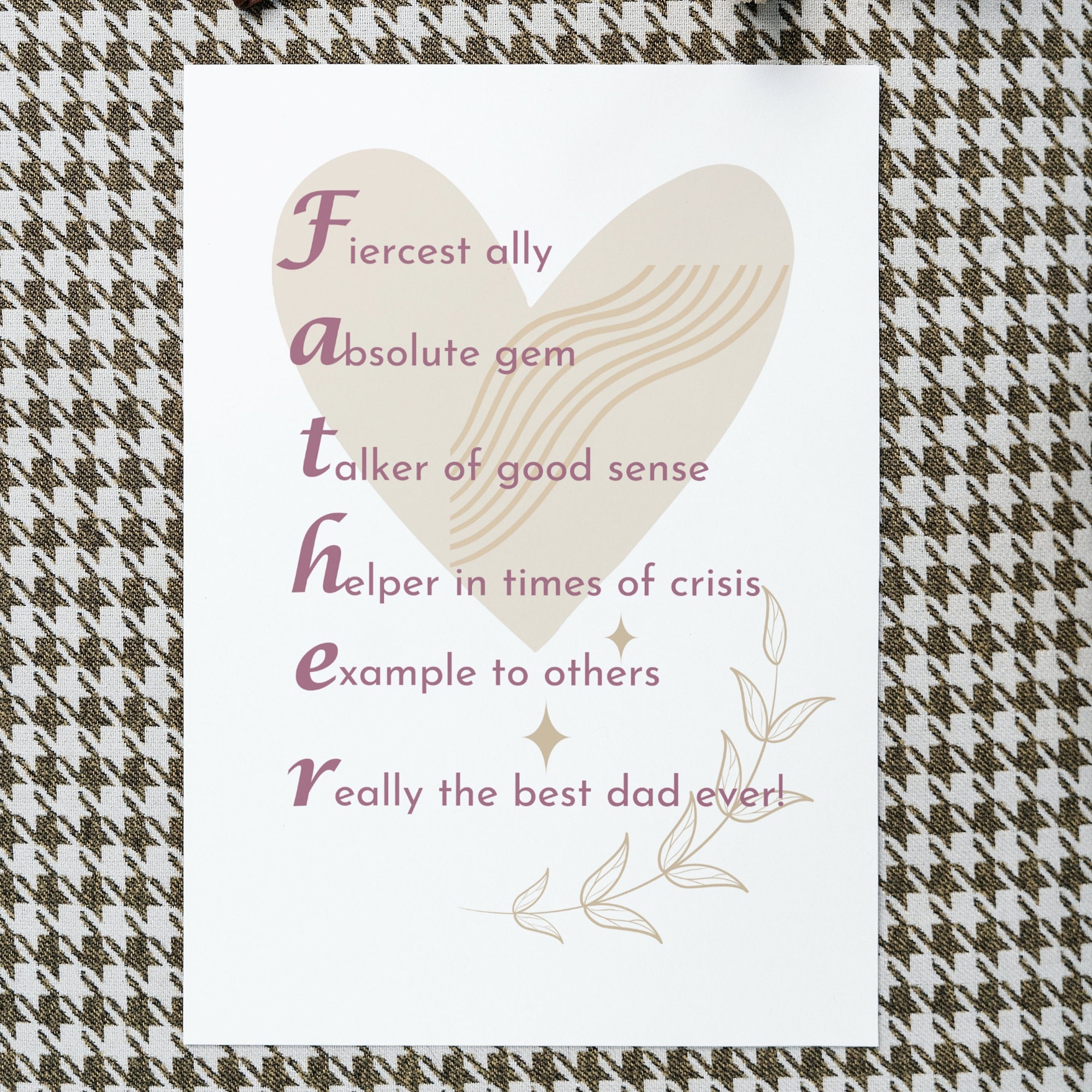 Father Acrostic Poem, Digital Download Wall Art, Minimalist Boho Print ...