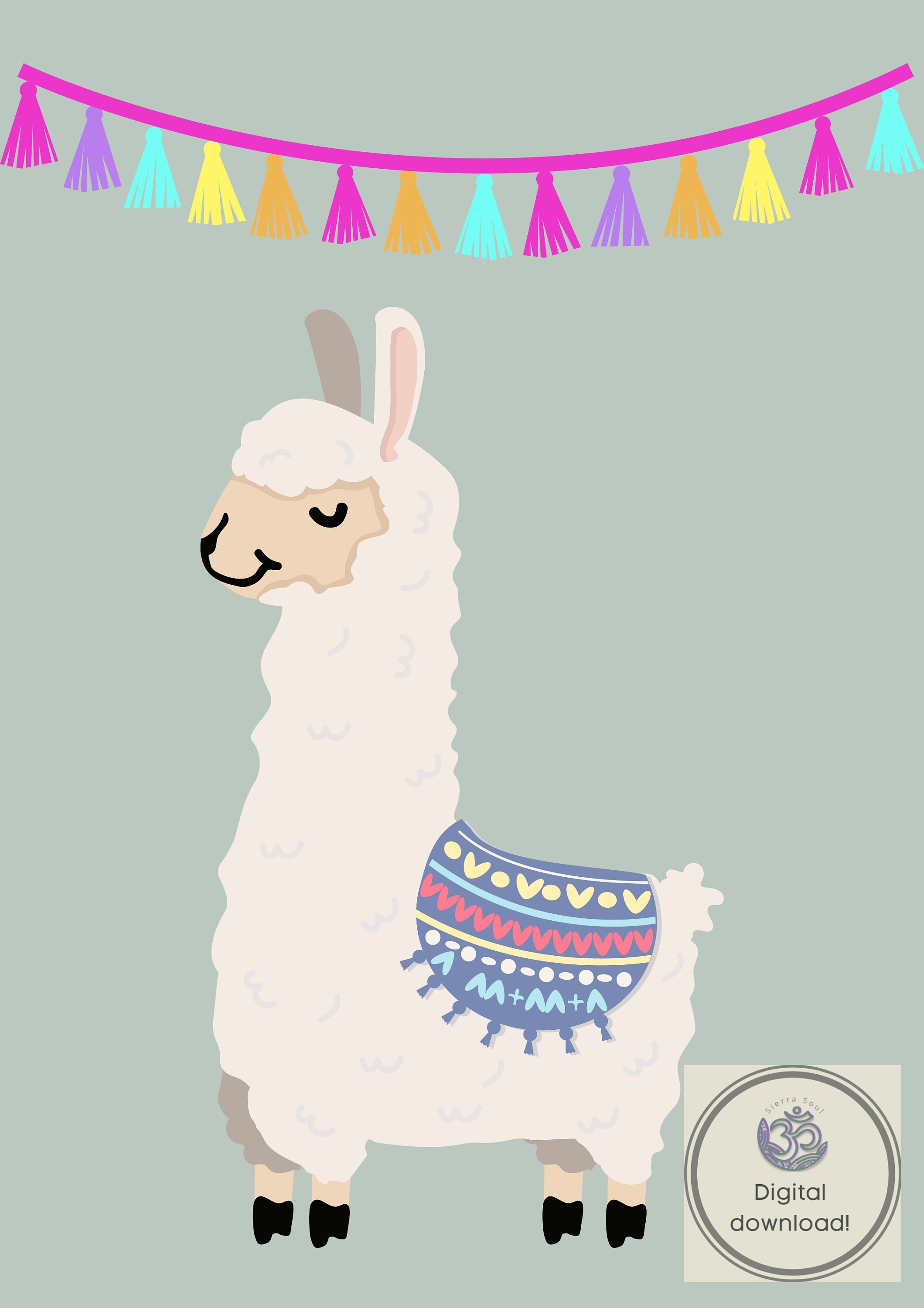 Llama Nursery Print, Digital Download, Alpaca Wall Art, Childs Bedroom ...