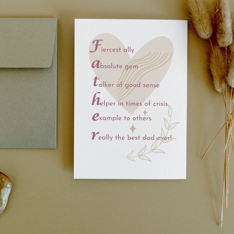 Father Acrostic Poem, Digital Download Wall Art, Minimalist Boho Print ...