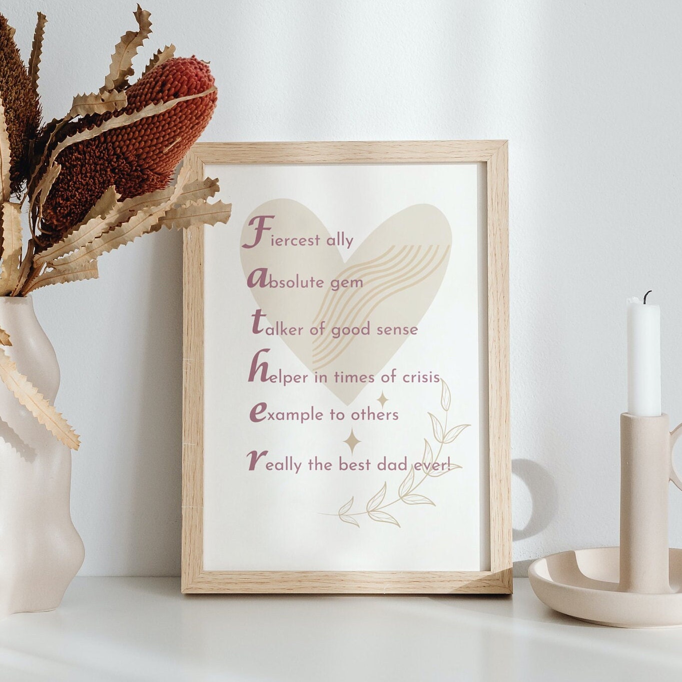 Father Acrostic Poem, Digital Download Wall Art, Minimalist Boho Print ...