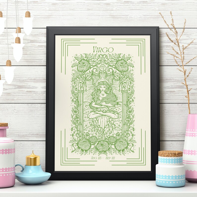 Virgo Wall Art, Instant Download Print, Vintage Astrology Sign ...