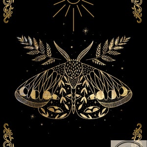 Moon and Moth, Esoteric Wall Art, Set of 3 Digital Downloads, Celestial ...