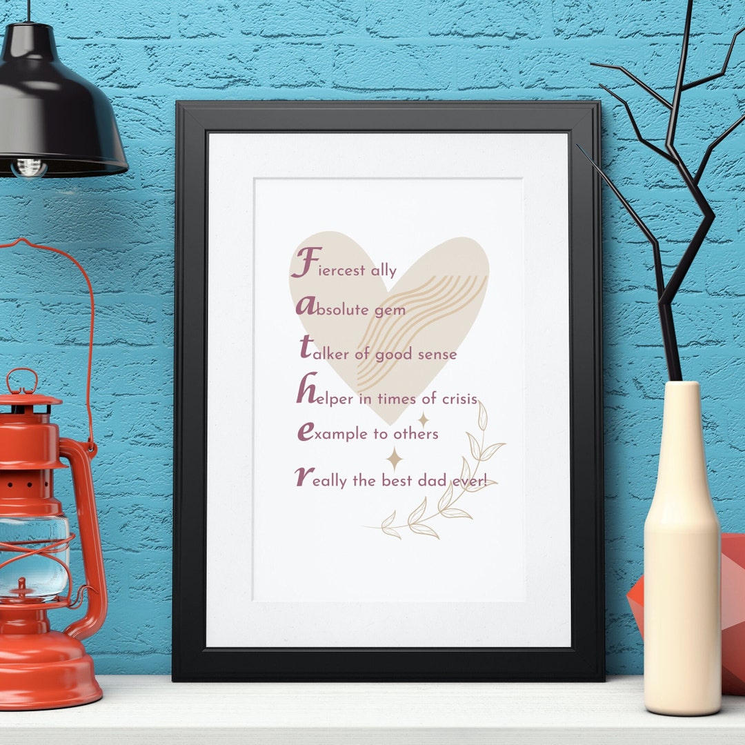 Father Acrostic Poem, Digital Download Wall Art, Minimalist Boho Print ...