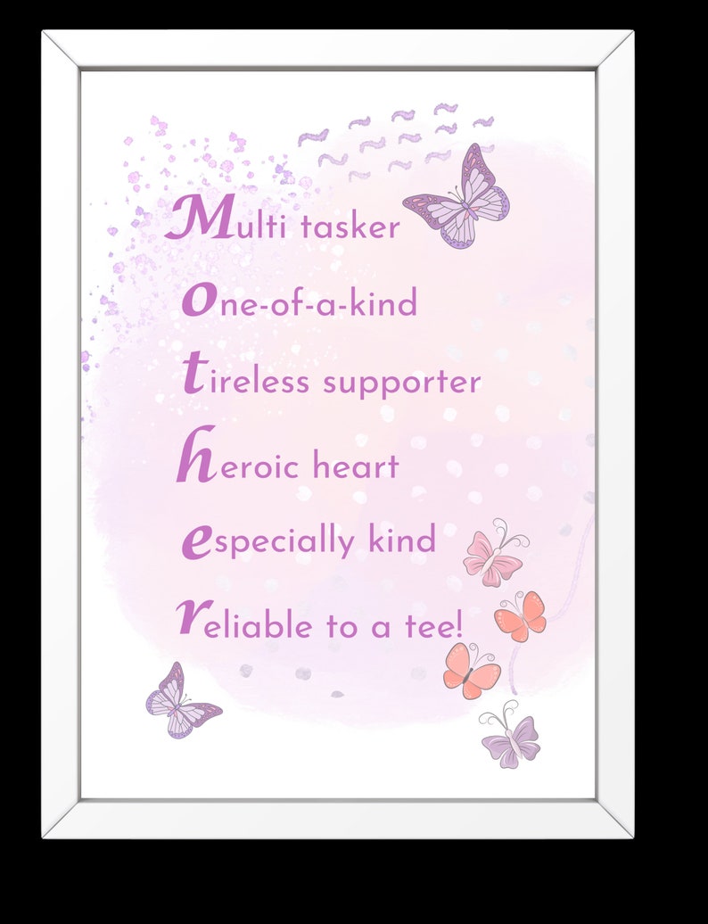 Mother Digital Download Wall Art. Acrostic Poem for Mom, Minimalist ...