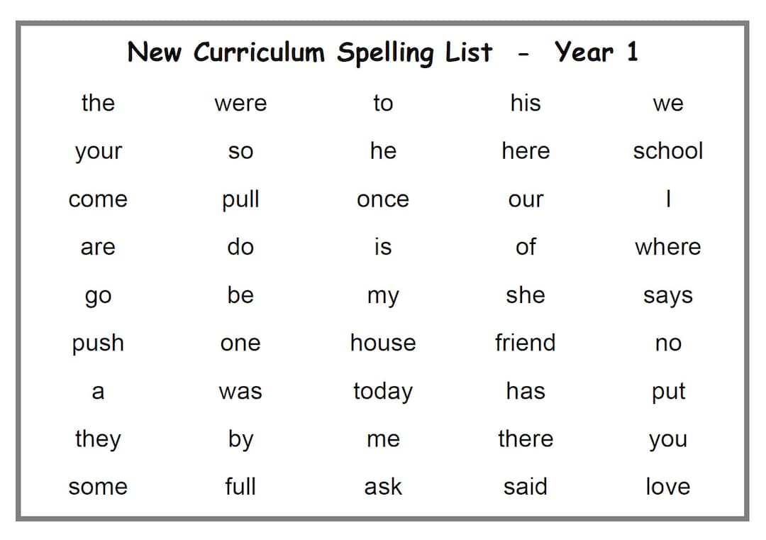 Year 1 Spelling Mat / Practise Resource - All 54 National Curriculum ...