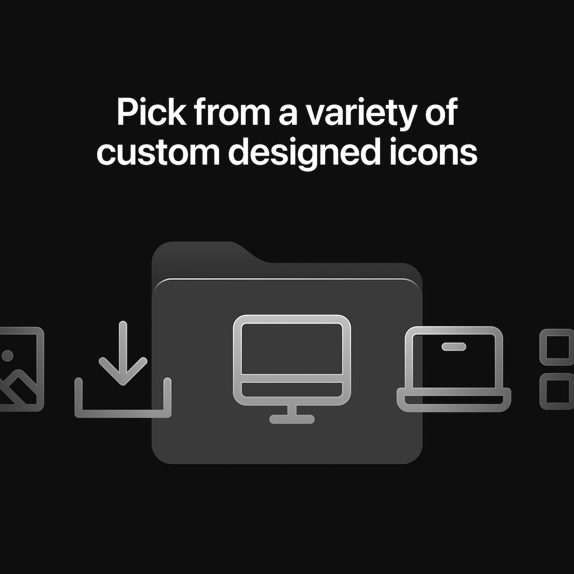 Noir Folder Icon Pack® for Macos and Windows | 230 Dark Folder Icons ...