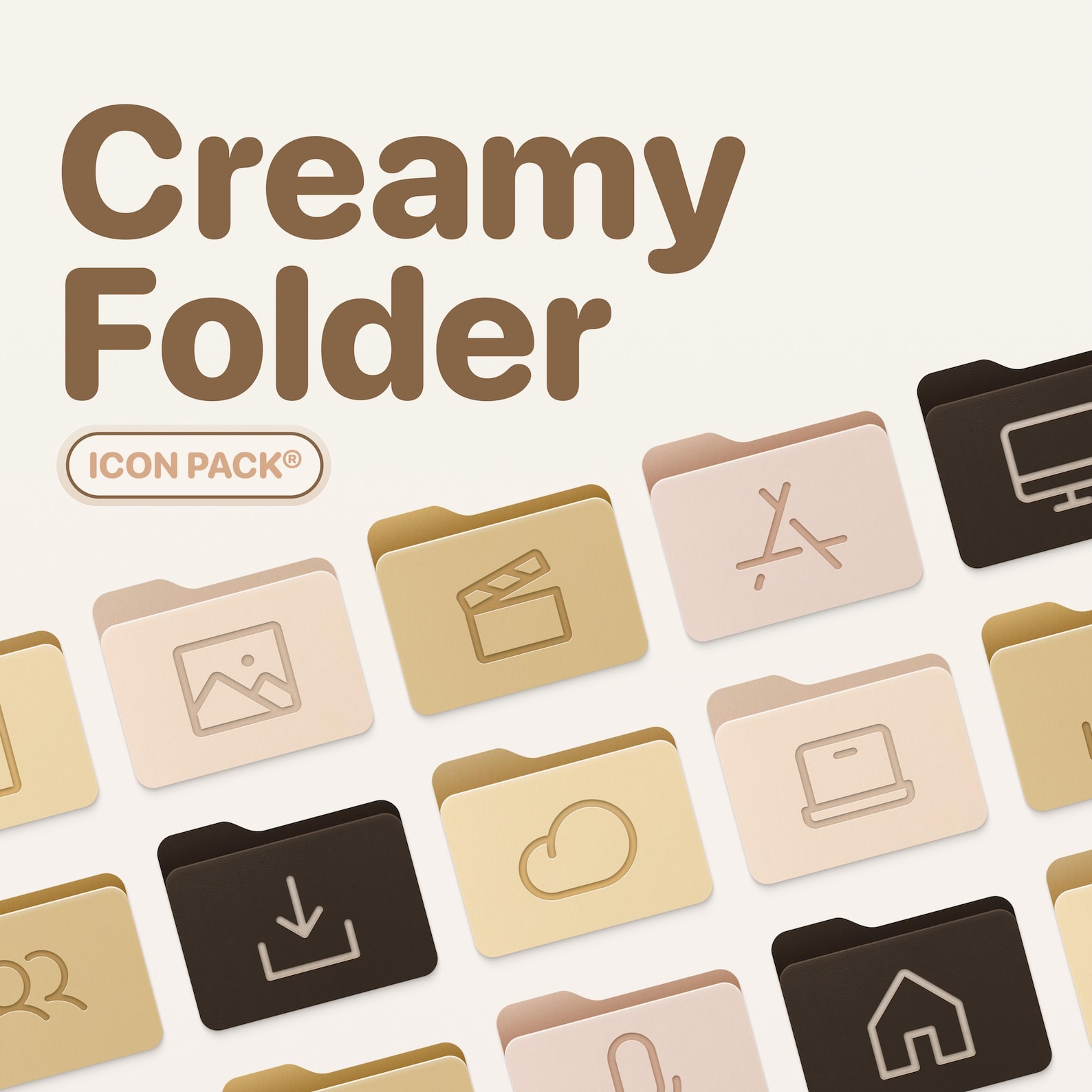 Creamy Folder Icon Pack® | 235 Beige Folder Icons | Instant Digital ...