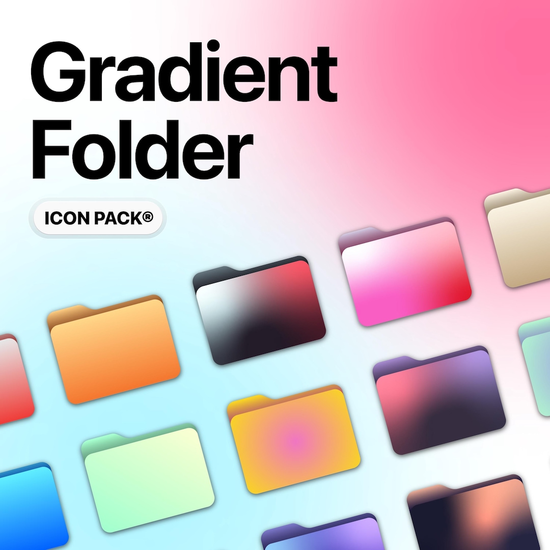 Gradient Folder Icon Pack® for Macos and Windows | 124 Premium Gradient ...