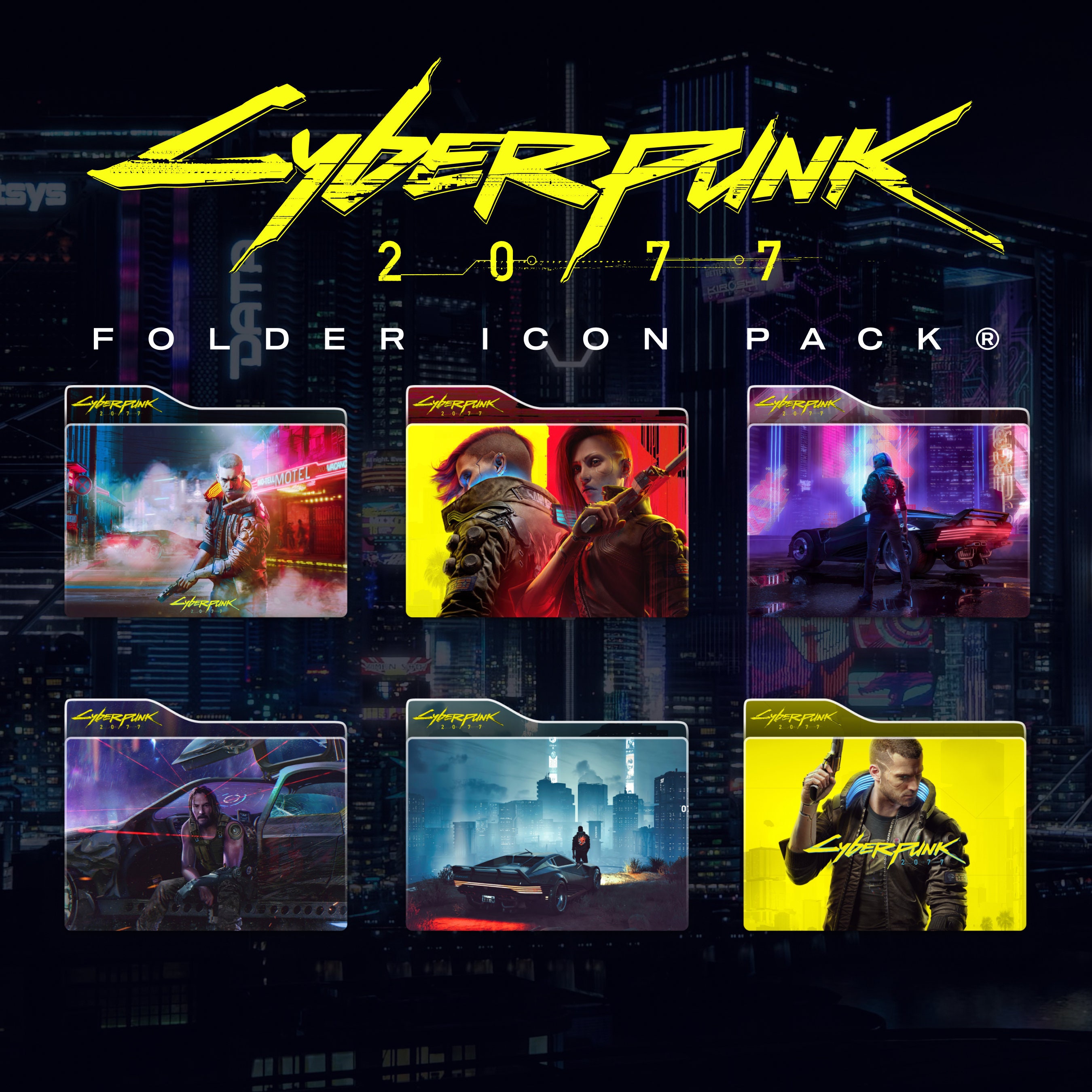 Cyberpunk 2077 Folder Icon Pack: 28 Themed Desktop Icons (digital ...