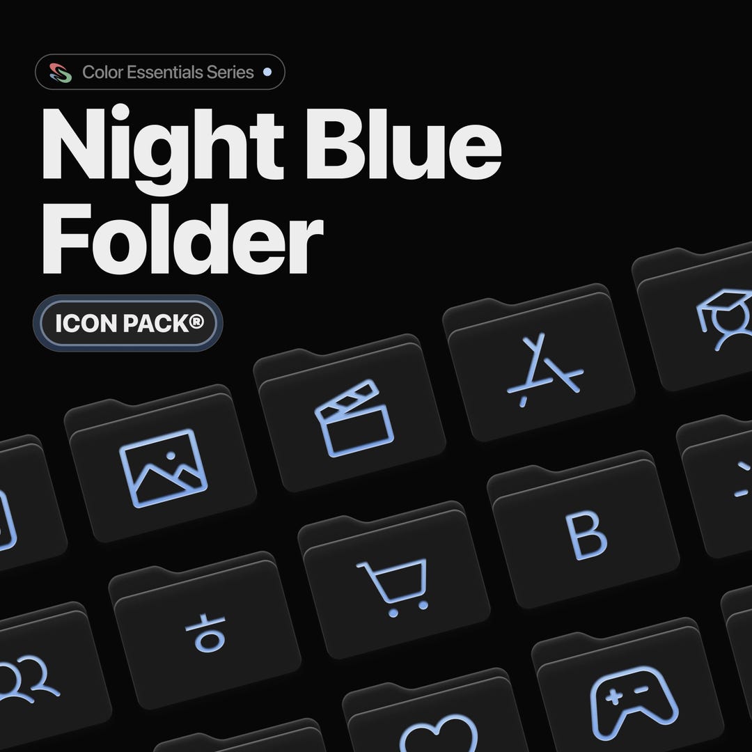 Night Blue Folder Icon Pack® | 214 Black and Blue Folder Icons ...