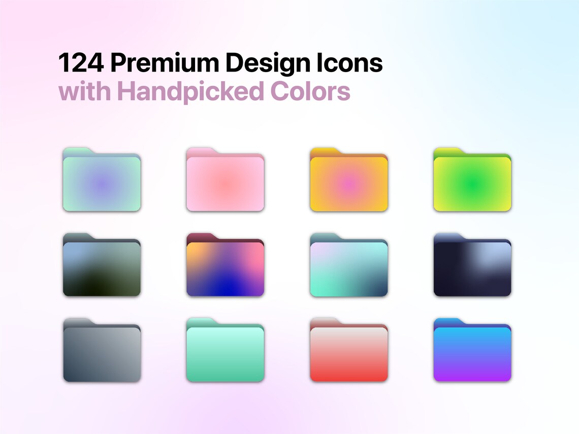 Gradient Folder Icon Pack® for Macos and Windows (digital Download ...